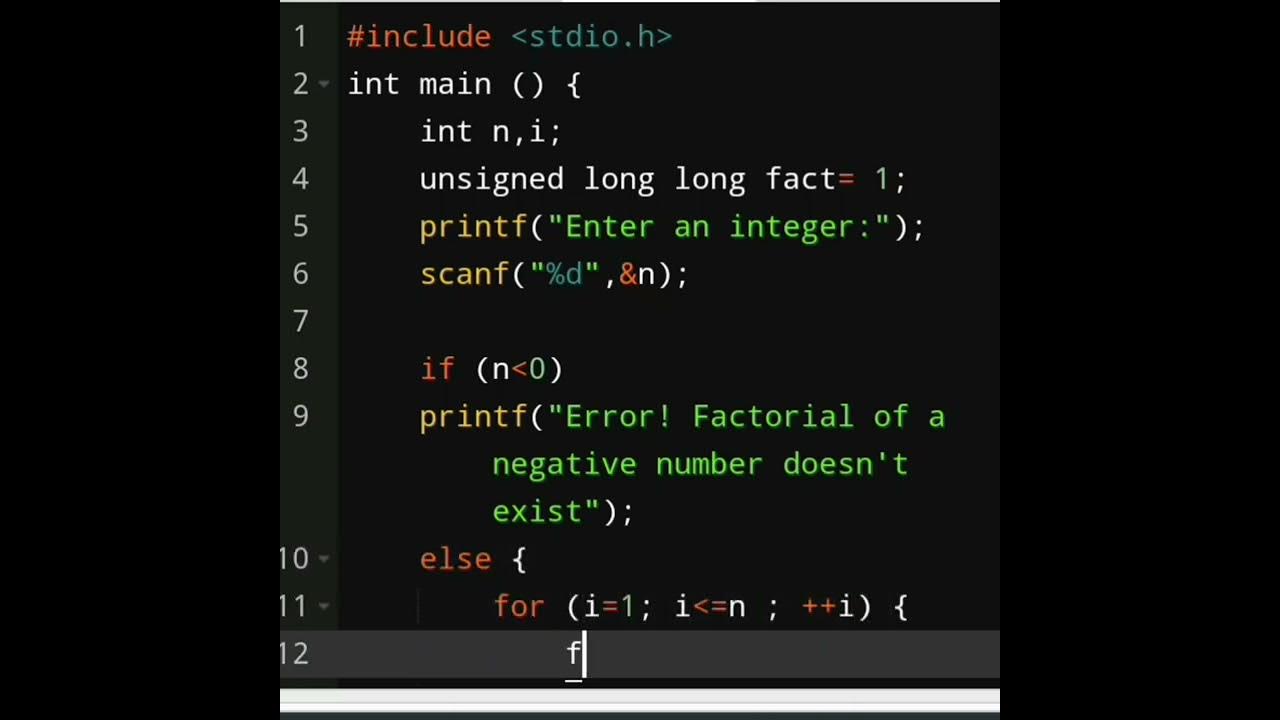 C Program To Find Factorial Of A Number ⚡ Education Cprogramming Shorts Youtube