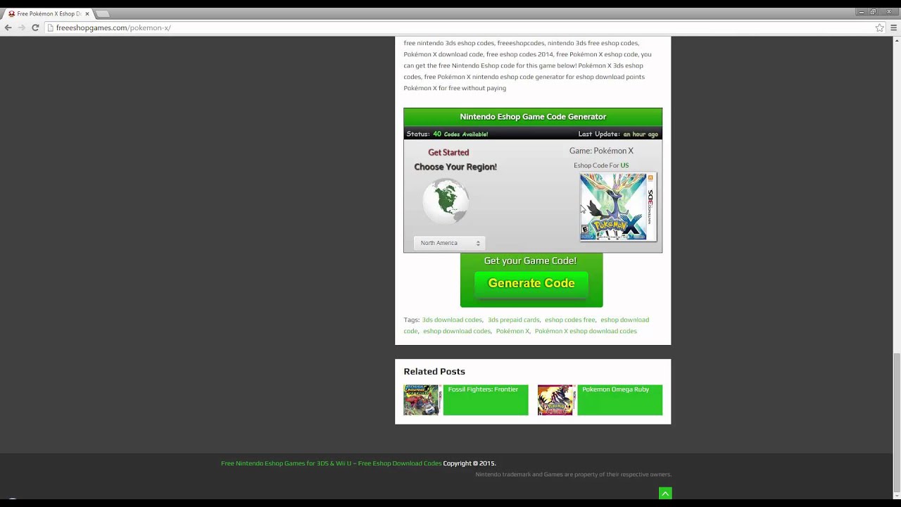 gratuit 3DS Pokemon X Eshop téléchargement code (2015) - YouTube