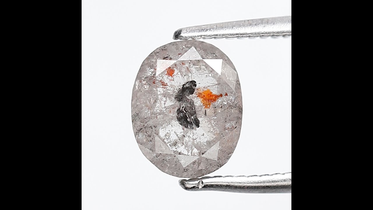 1.57 Ct 7 MM Oval Shape Salt and Pepper Diamond Translucent Grey Black ...