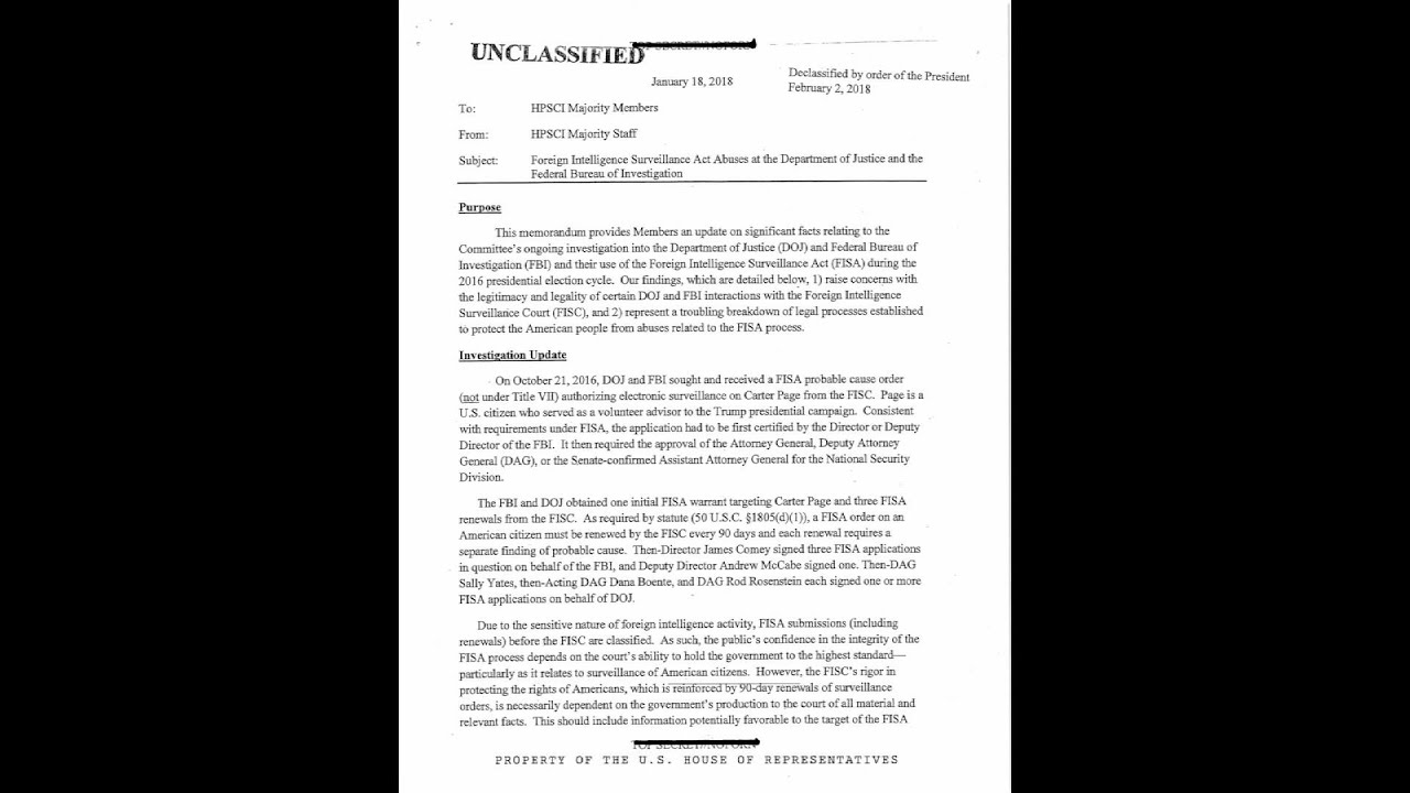 House Committee Releases Controversial FBI Memo - YouTube