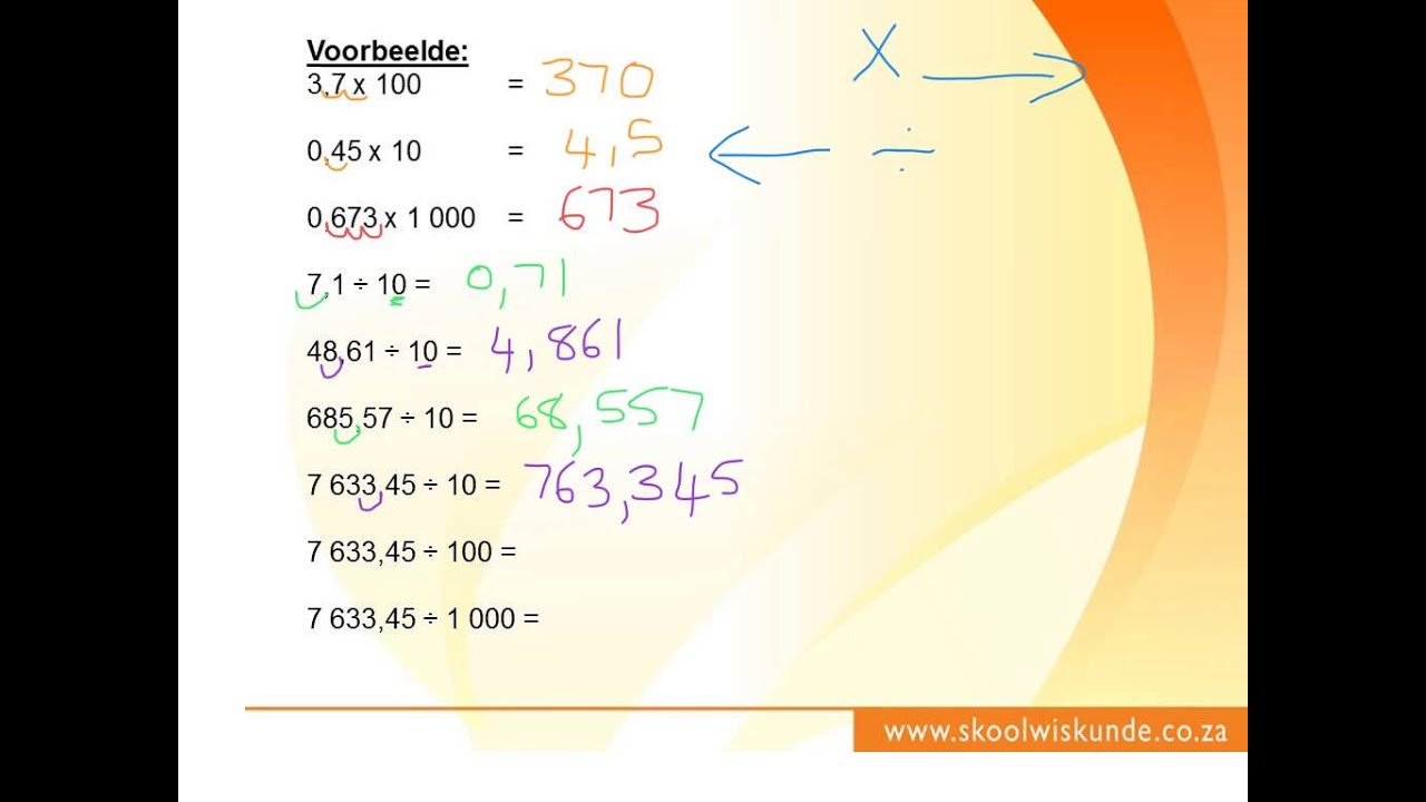 Graad 7 Desimale breuk maal en deel - YouTube