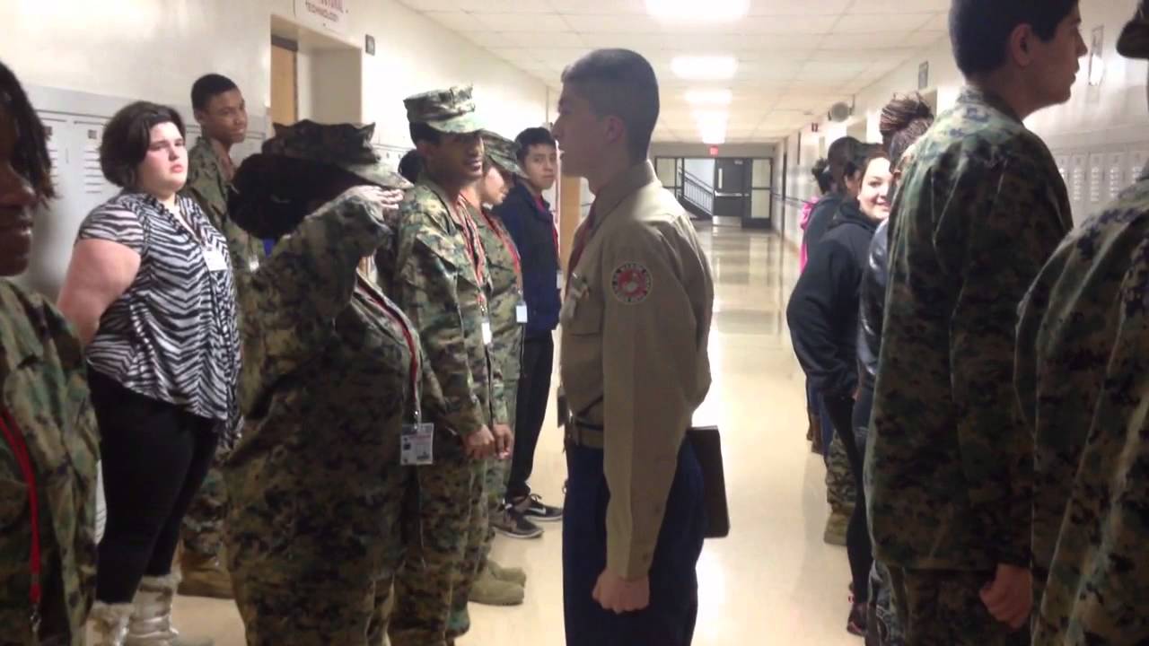 Mcjrotc inspection by cadets - YouTube