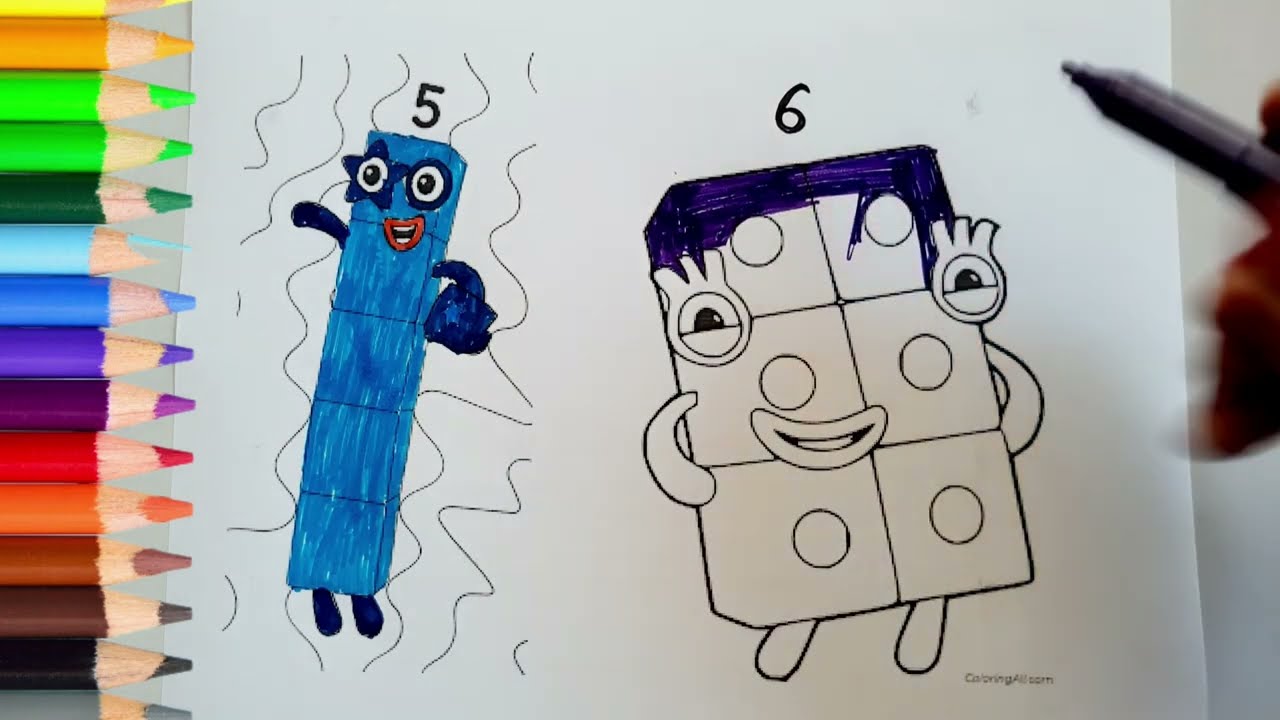 Number blocks drawing | numberblocks | numberblocks coloring 5 ...