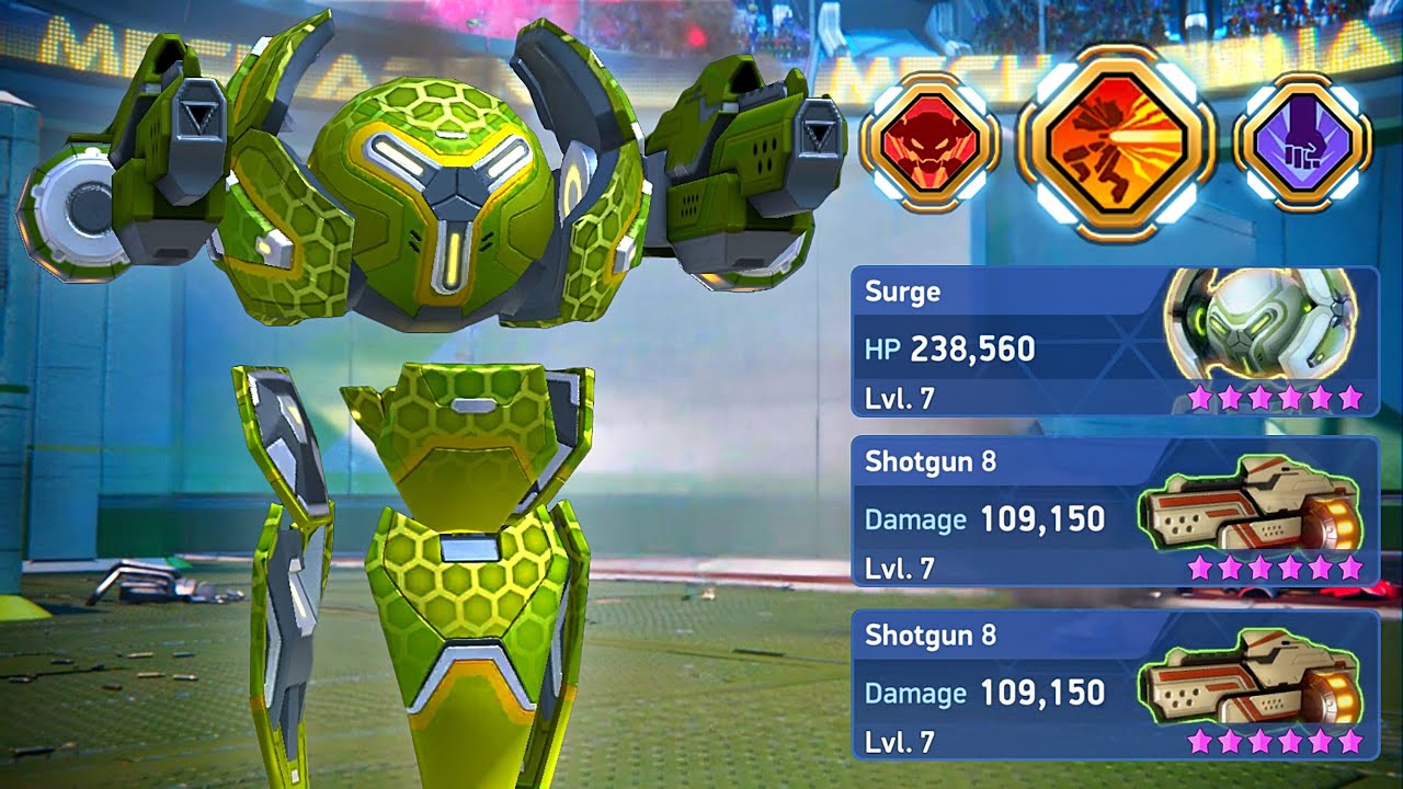Surge Shotgun 8 - Maxed - Mech Arena - YouTube