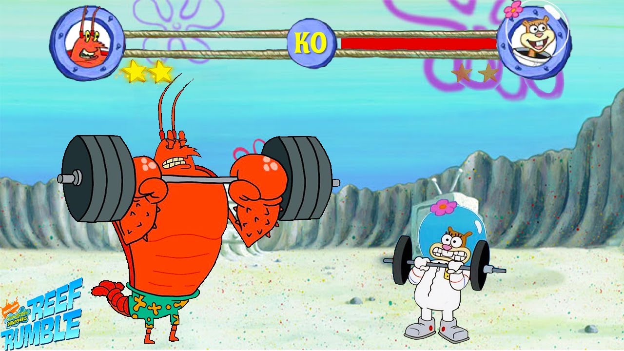Reef Rumble Tournament - Larry The Lobster vs Squidward Spongebob Mr ...