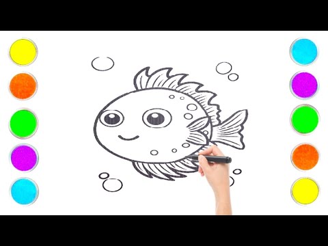 Easy To Art draw for fish ,How to draw 2D Shape Draw NurseryKid dotted ...