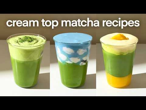 3 cream top matcha latte recipes | salted maple, earth day, double mango