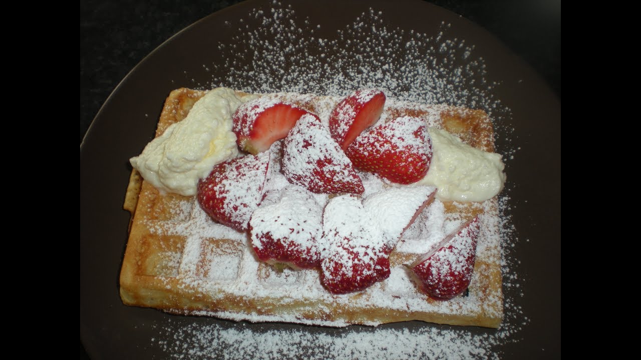 THE REAL BELGIUM WAFFLES (CRISPY AND LIGHT) served w/strawberries and ...