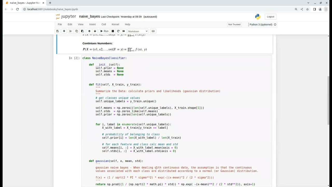 Naive Bayes Classifier From Scratch In Python Youtube