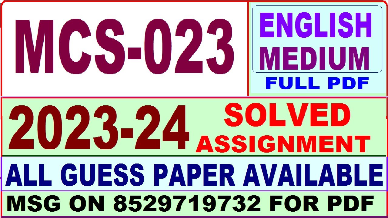 MCS 023 solved assignment 2023-24 / mcs 023 solved assignment 2024 ...