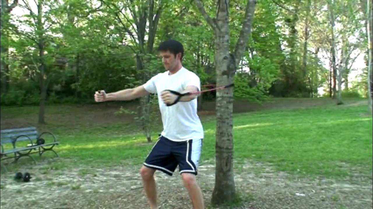 Chest Fly With Exercise Band - YouTube