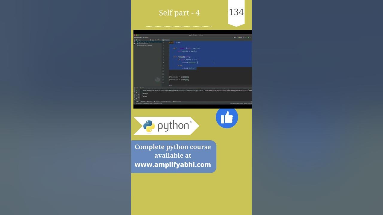 Python : What is self keyword in python | part 4 | py srt 134 - YouTube