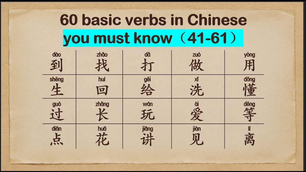 60 basic verbs in Chinese that you must know | Learn to form words and ...