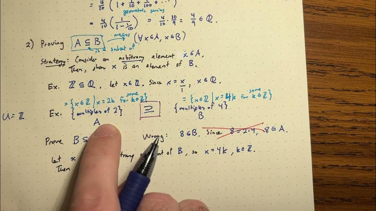 Lecture 6 - Proving Subset Containment and Set Equality - YouTube