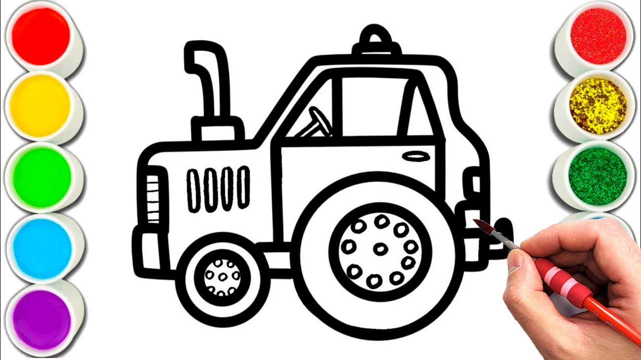 Toy Tractor 🚜 Easy Drawing, Painting & Coloring For Kids and Toddlers ...
