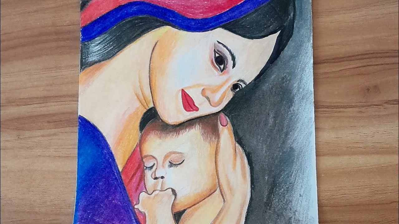 HOW TO DRAW A BEAUTIFUL MOMENT OF MOTHER'S LOVE FOR HER CHILD ...