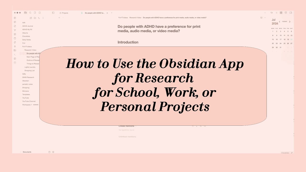 How to Use Obsidian for Research - YouTube