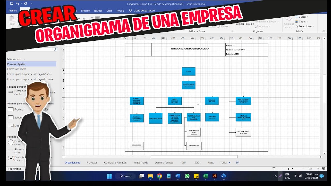 Como hacer un ORGANIGRAMA DE UNA EMPRESA en Visio de Microsoft Office - YouTube