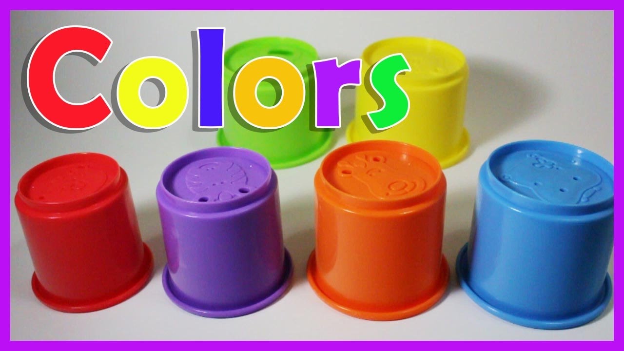 learning colors with colorful plastic cups and toys - YouTube