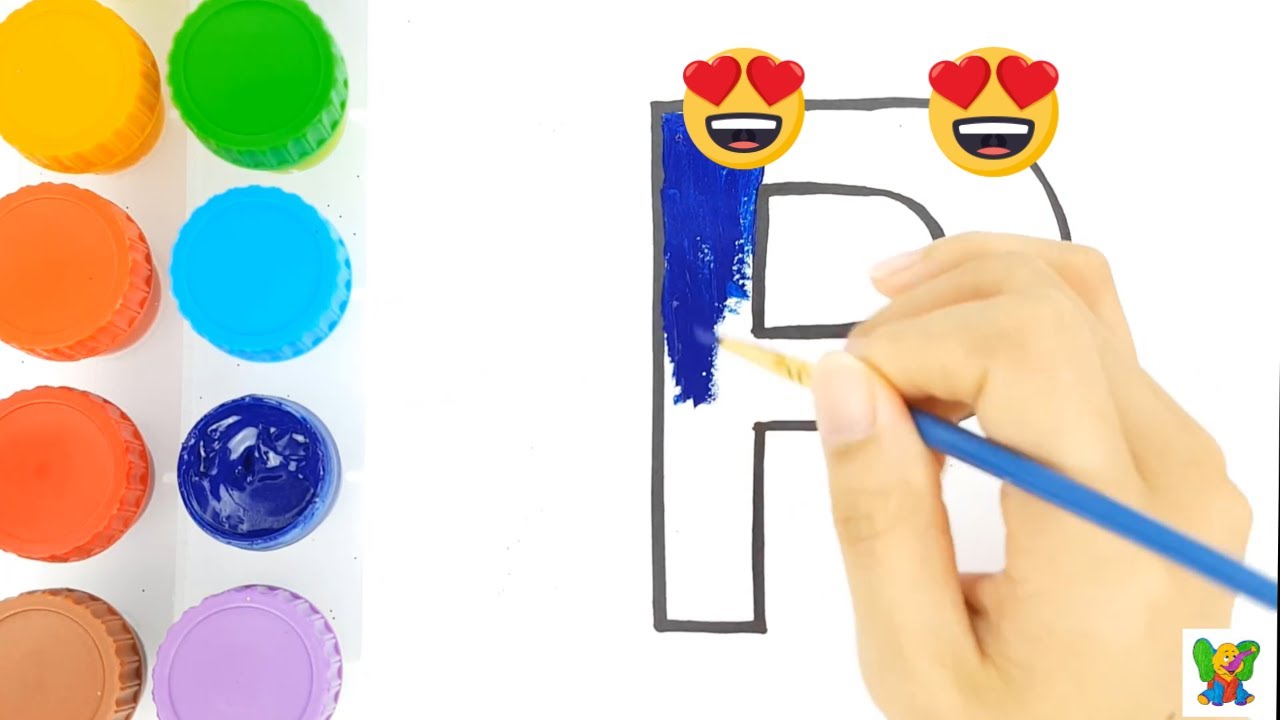 Colorful Alphabet | Drawing and painting the letter P | Learning colors ...