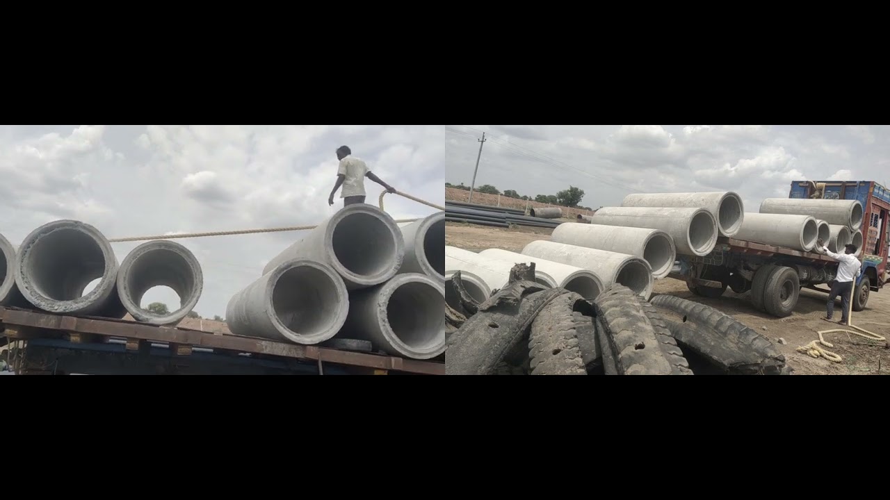 cement pipe unloading - YouTube
