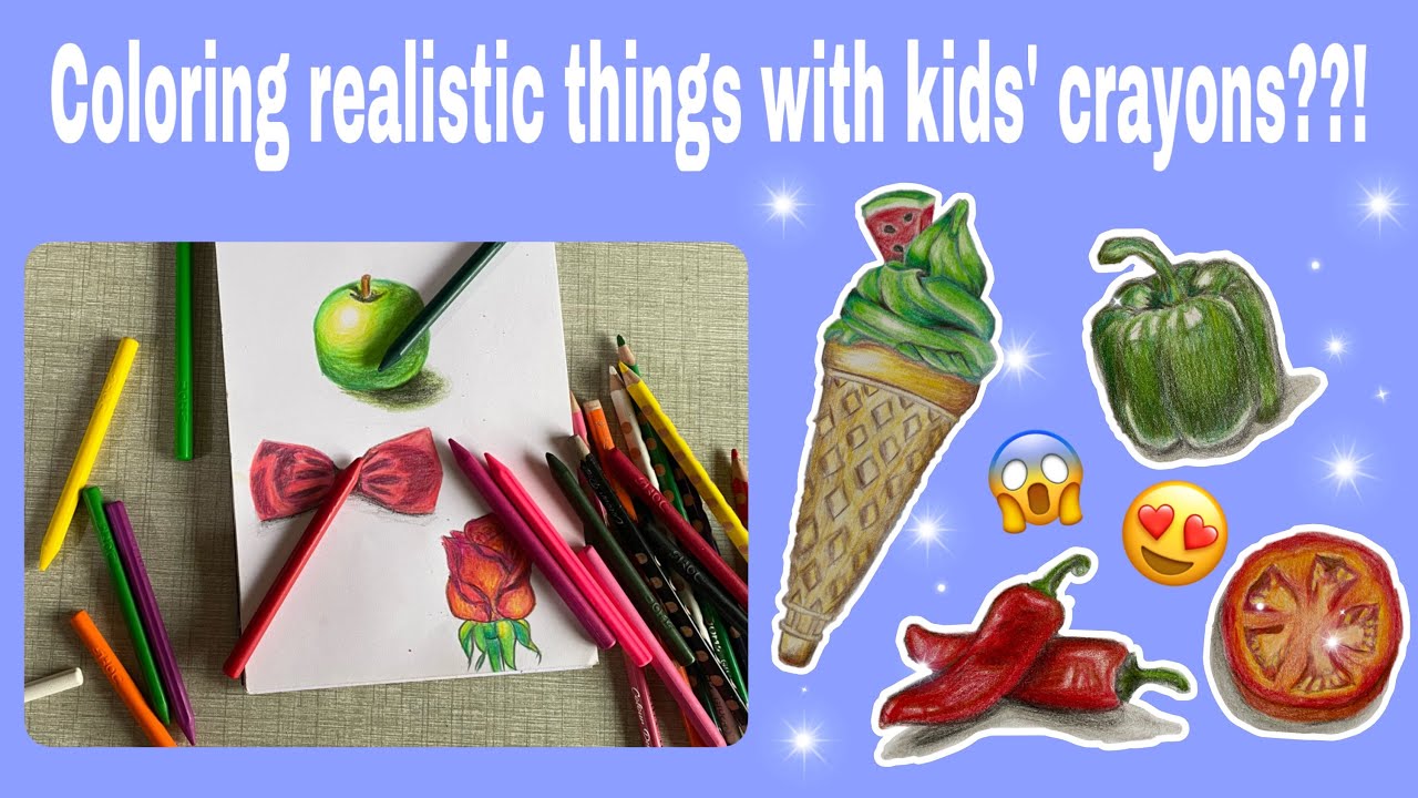 Drawing realistic things with kids’ crayons!!?🖍️ |Easy for beginners ...