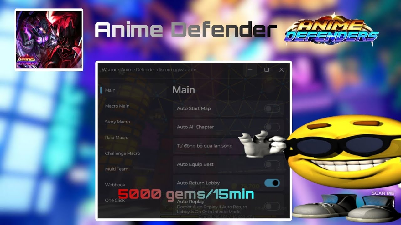 Roblox Anime Defender Script/Hack | W-Azure | ( Macro Farm Gems, Fram ...