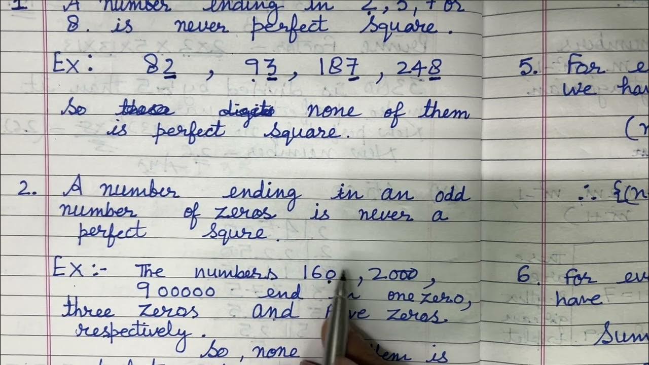 Properties of Perfection Square Root Math Problems with Vandana Chapter ...