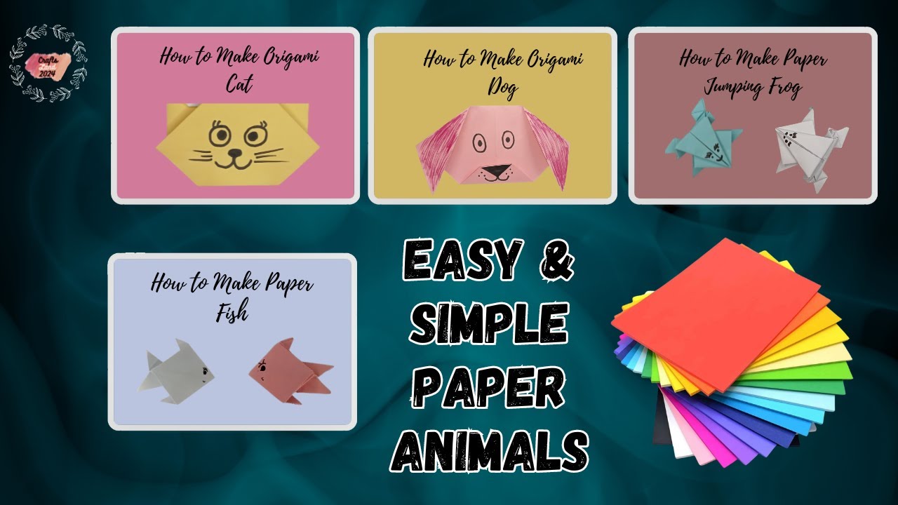 4 Easy & Simple Paper Animals | CAT, DOG, FROG & FISH Paper Craft Ideas ...