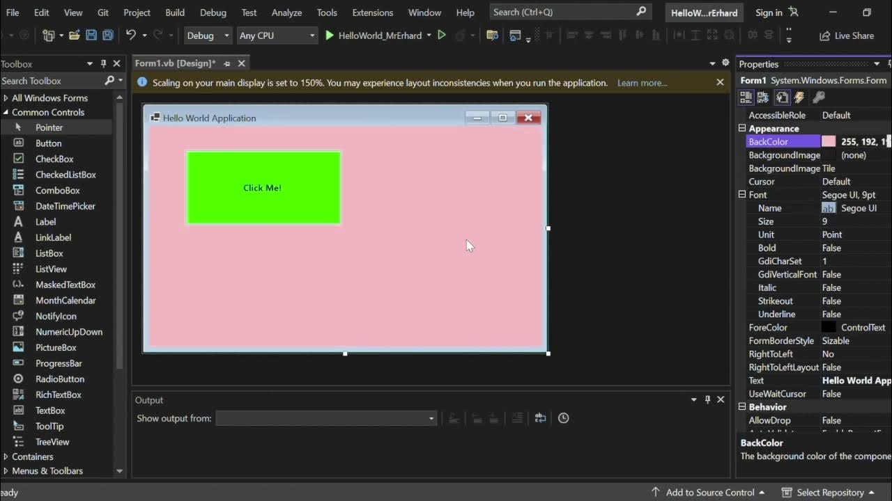 Visual Studio 2022 - WinForm - First Application - YouTube