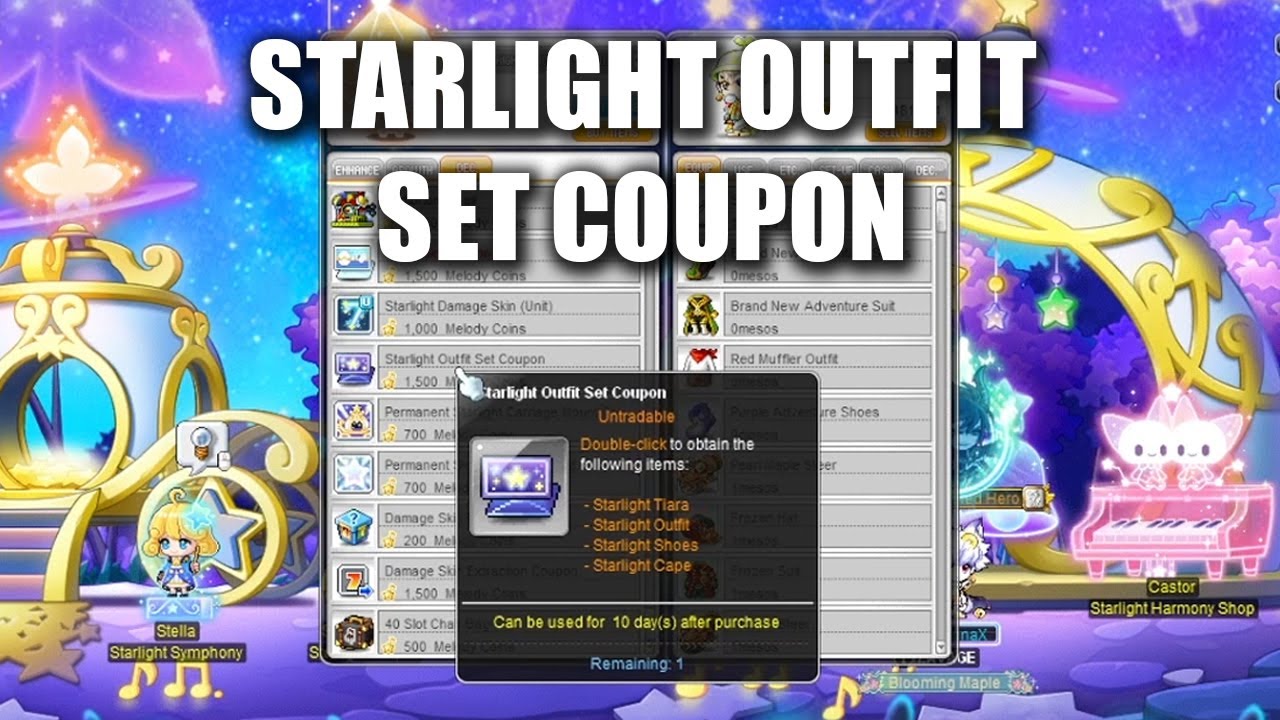 Maplestory Starlight Outfit Set Coupon | Starlight Symphony - YouTube