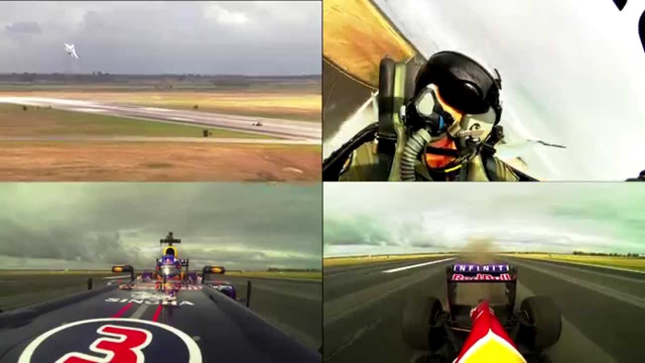 Air Force F/A-18 Hornet Fighter Jet vs Formula 1 Red Bull Dan Ricciardo ...