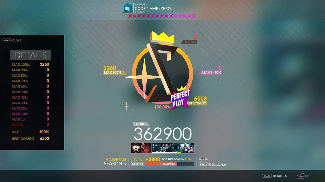 [DJMAX RESPECT V/] CODE NAME : ZERO [4B SC] - 100% PERFECT PLAY - YouTube
