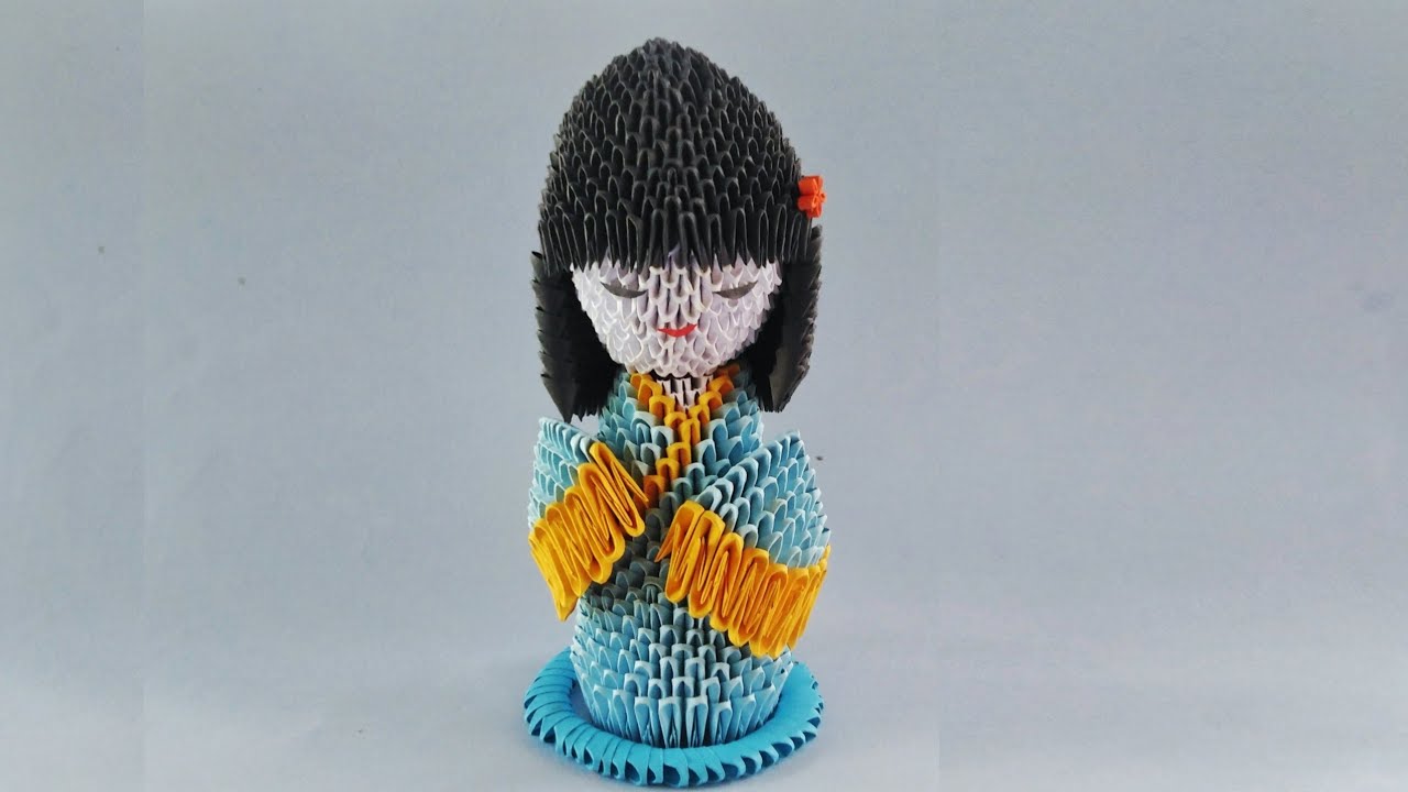 how to make 3d origami japanese doll easy |3d origami |hathara athe # ...