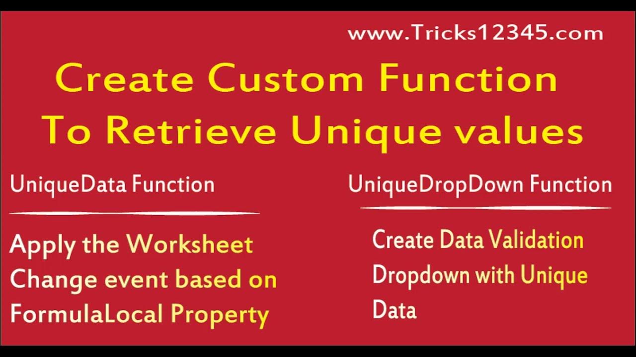 Excel Vba Macros Create Custom Function To Remove Duplicates Add Unique Values To Data