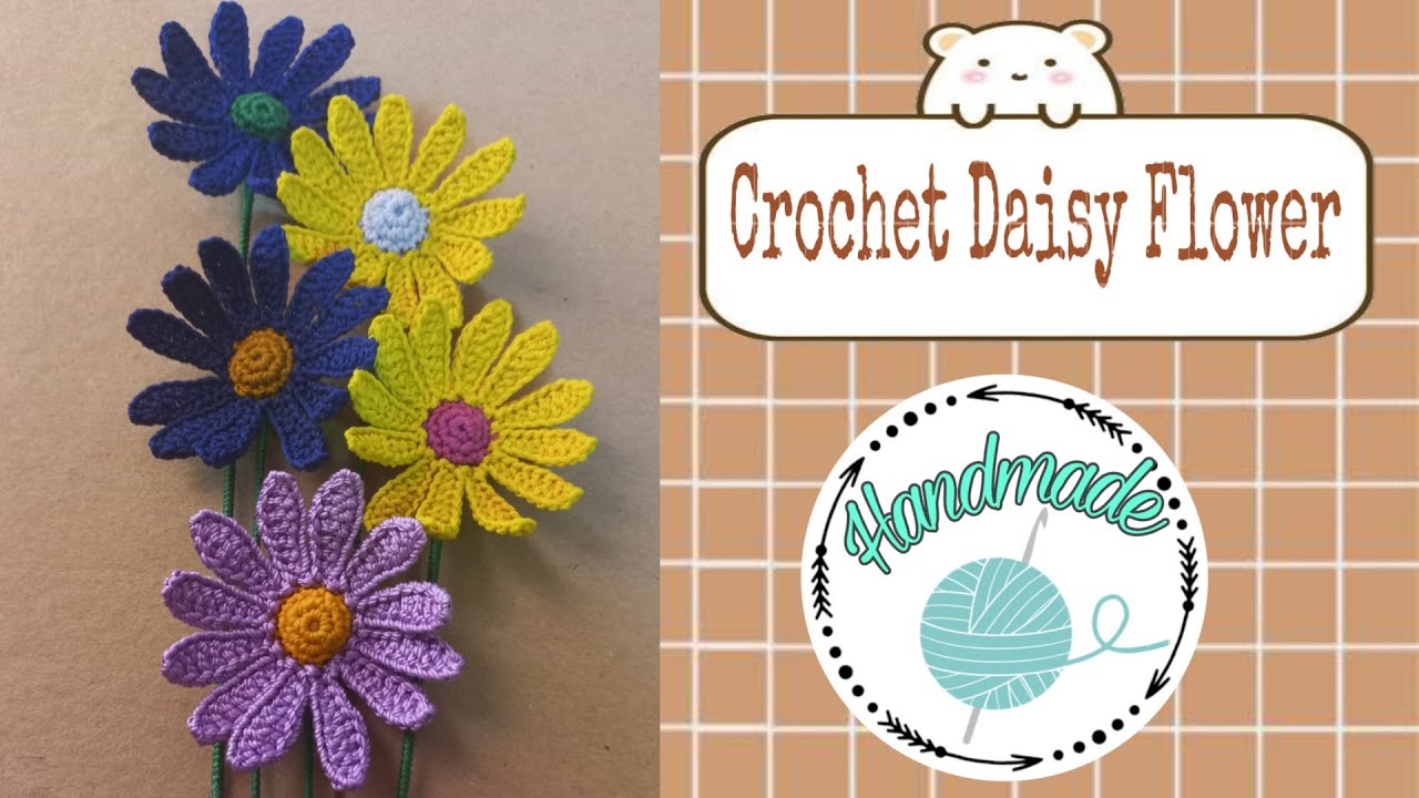 CROCHET DAISY FLOWERS | BUNGA DAISY RAJUT | CROCHET TUTORIAL FOR ...