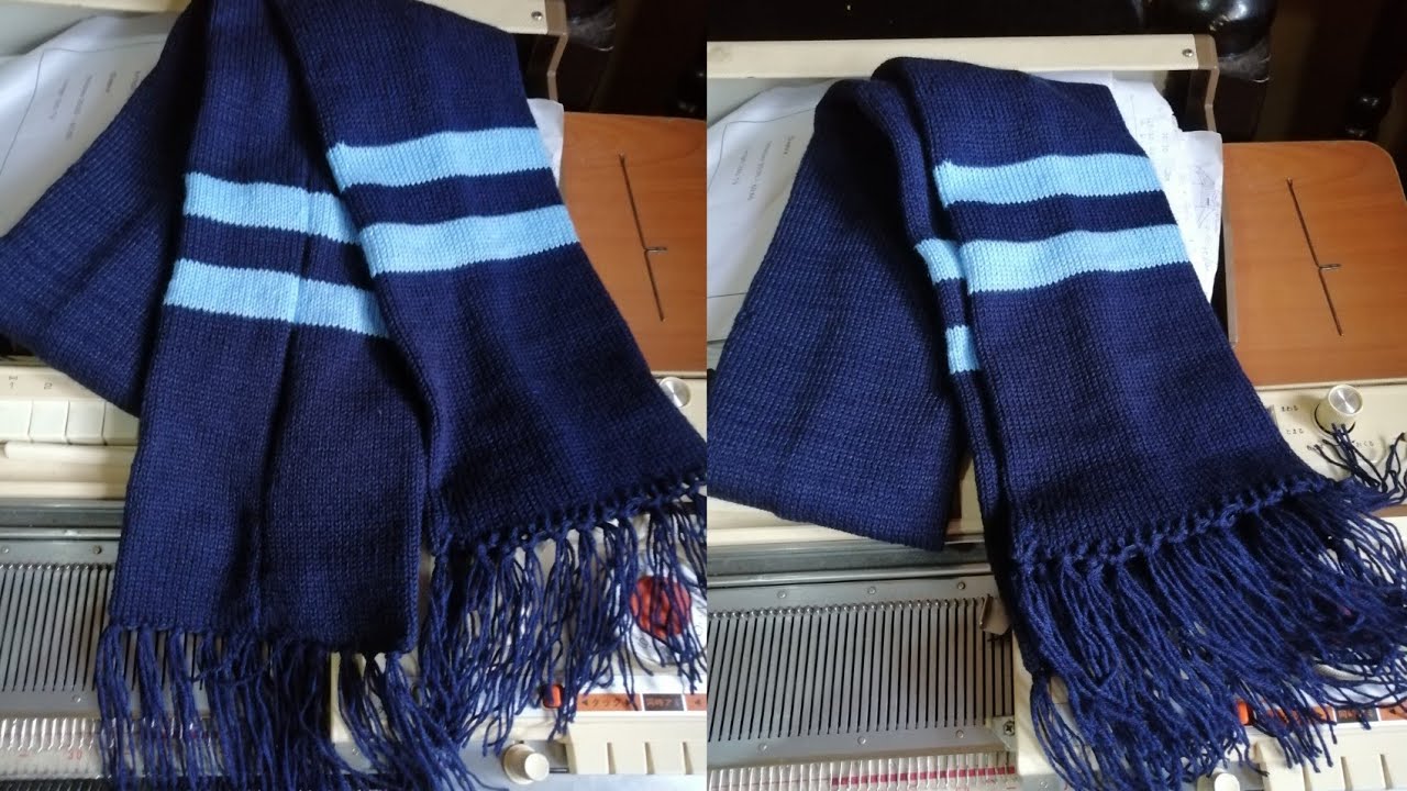 HOW TO MACHINE KNIT A SCARF WITH FRINGES . @ganzilyfstyle - YouTube