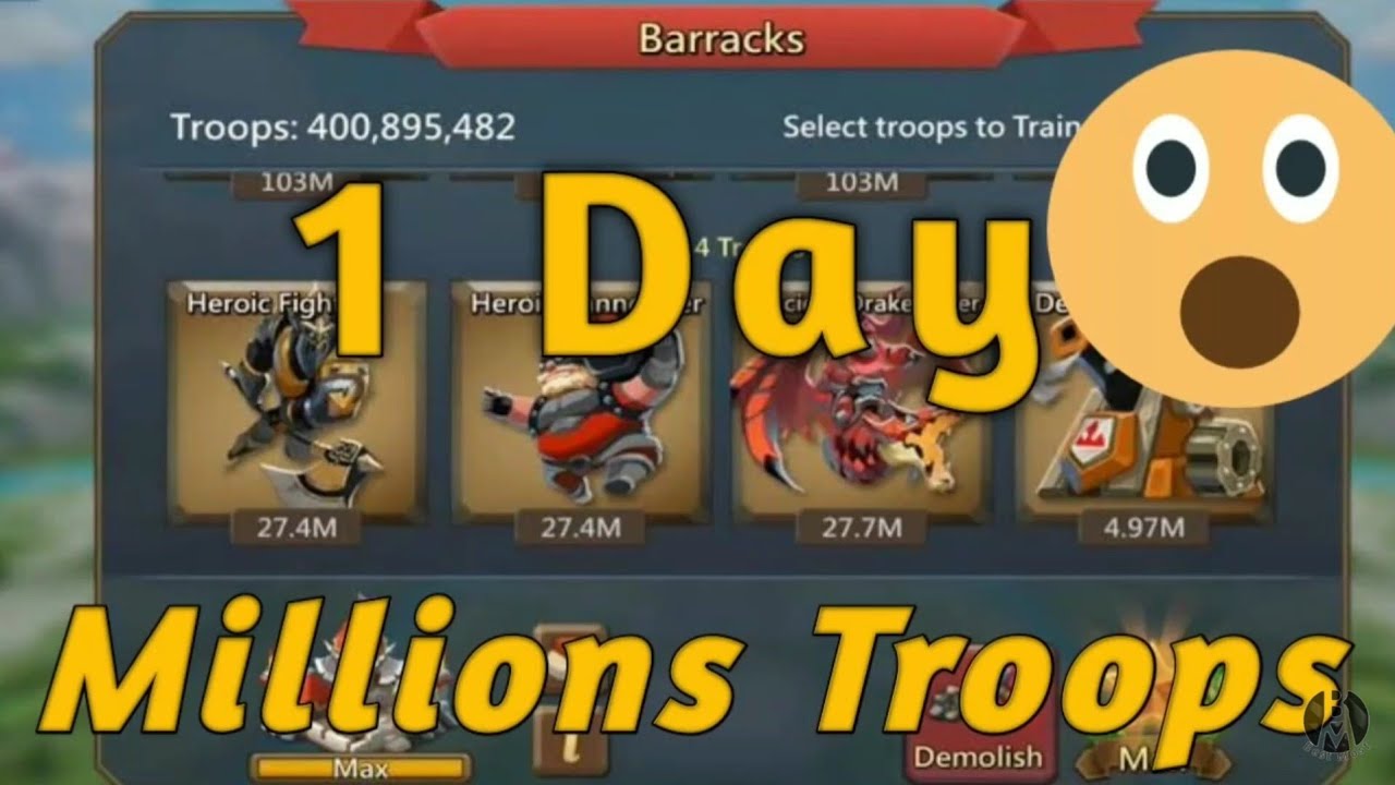 Millions Of troop - Lords Mobile Troop training - t4 t3 - YouTube