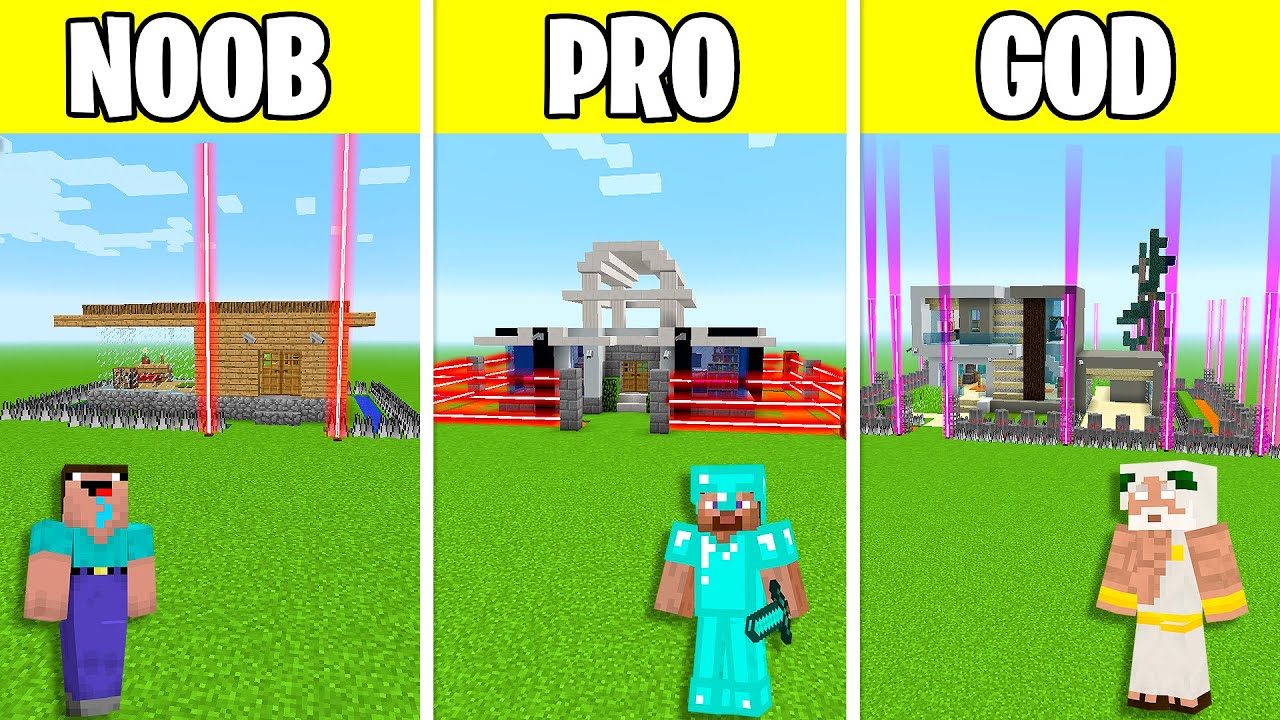 Minecraft SAFEST HOUSE BUILD CHALLENGE - NOOB vs PRO vs GOD - Animation ...