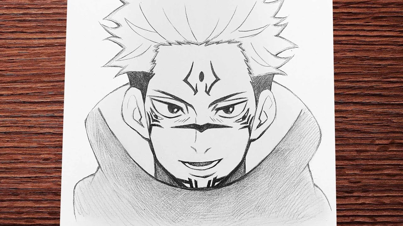 Easy anime sketch | how to draw Sukuna - [Jujutsu Kaisen] | boy drawing ...