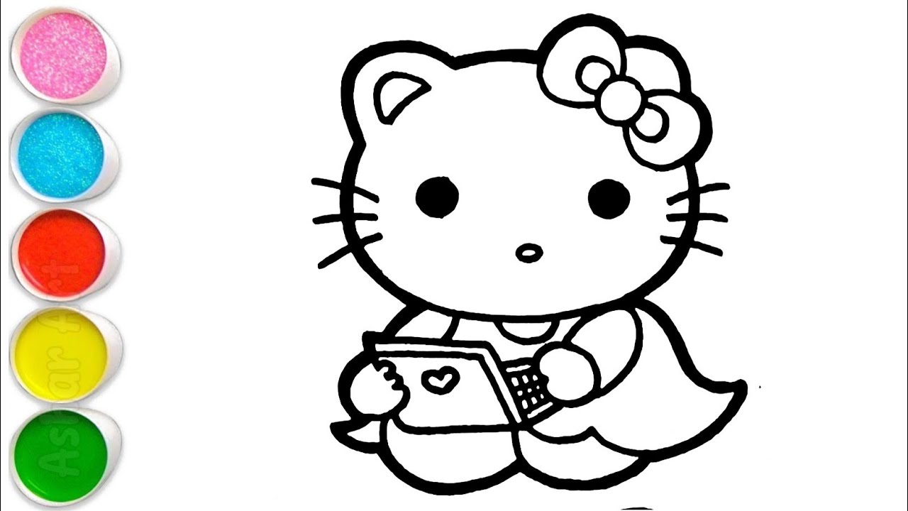 Hello Kitty and Laptop Drawing & Coloring for Kids and Toddlers - Kids ...