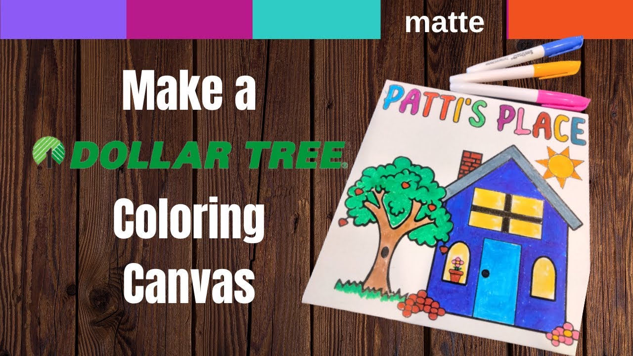 Easy Dollar Tree Coloring Canvas with HTV vinyl - YouTube