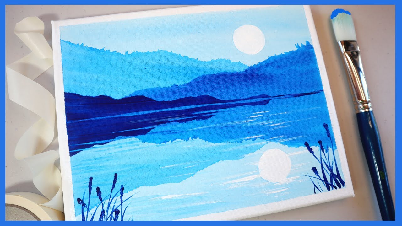 Easy ONE COLOUR Painting using MASKING TAPE Acrylic Painting for ...