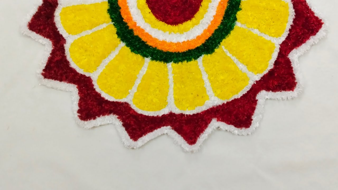 #how to make woolen rangoli mat at home#handmade rangoli mat at home# ...