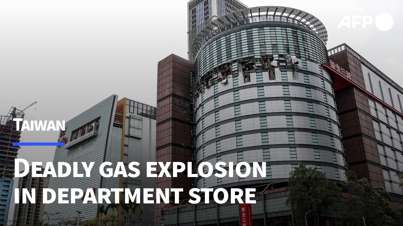 Drone footage shows aftermath of deadly Taiwan department store blast ...