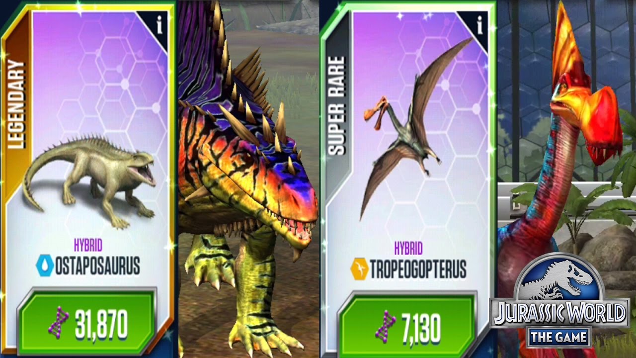 2 Hybrids - Ostaposaurus and Tropeogopterus - Jurassic World The Game ...