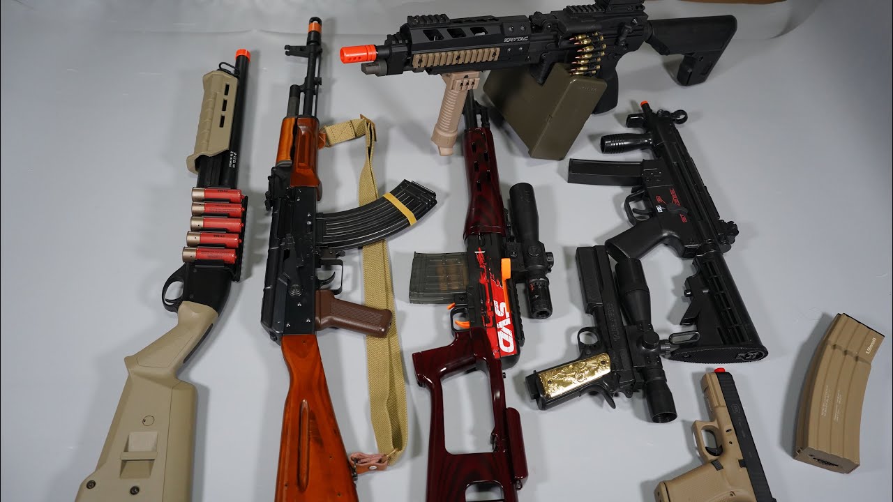 AK47 and M4 Machine Gun Airsoft Toy Gun - SVD Shell ejecting Nerf Gun ...