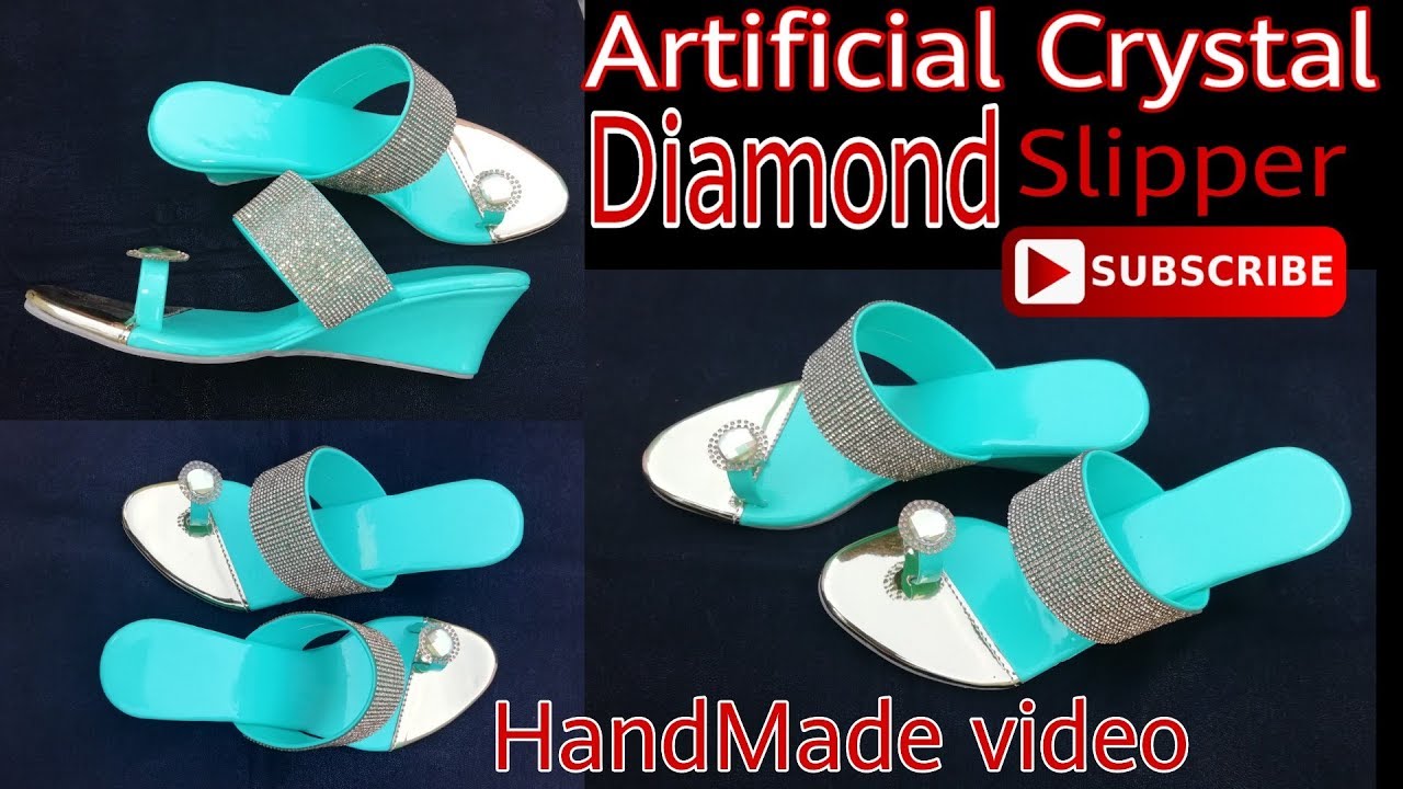 Artificial Crystal Diamond High Heel Handmade Slipper | Handmade ...