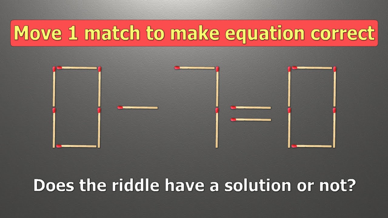 Match puzzle - move 1 match to make equation correct | Riddles with ...