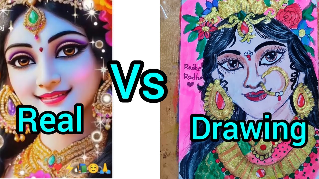 Real Vs Drawing who is the Best? Anime Radha Rani drawing finel part ...